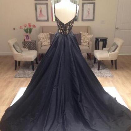Sexy Beading Prom Dress, Lack Prom Dress, A Line Prom Dresses, Deep V ...