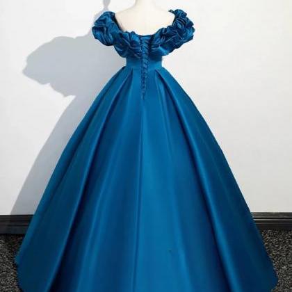 Majestic Royal Blue Ball Gown With Ruffle Sleeves on Luulla