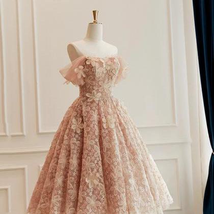Romantic Floral Lace Midi Dress With Off-shoulder Sleeves on Luulla