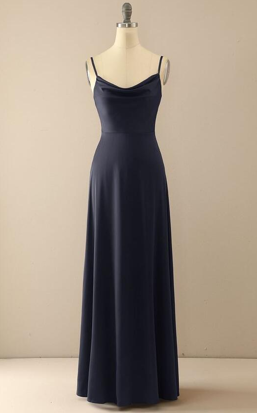 Simple A Line Black Long Prom Dresses on Luulla