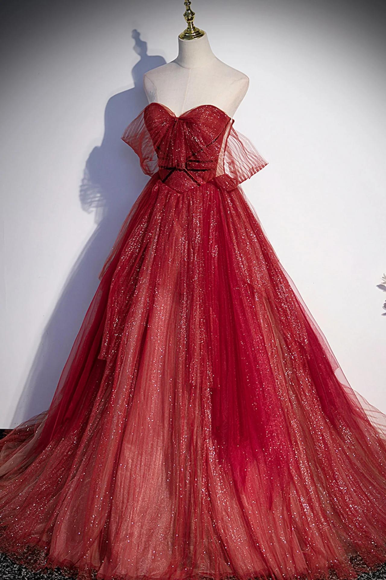 Radiant Ruby Glitter Tulle Gown on Luulla