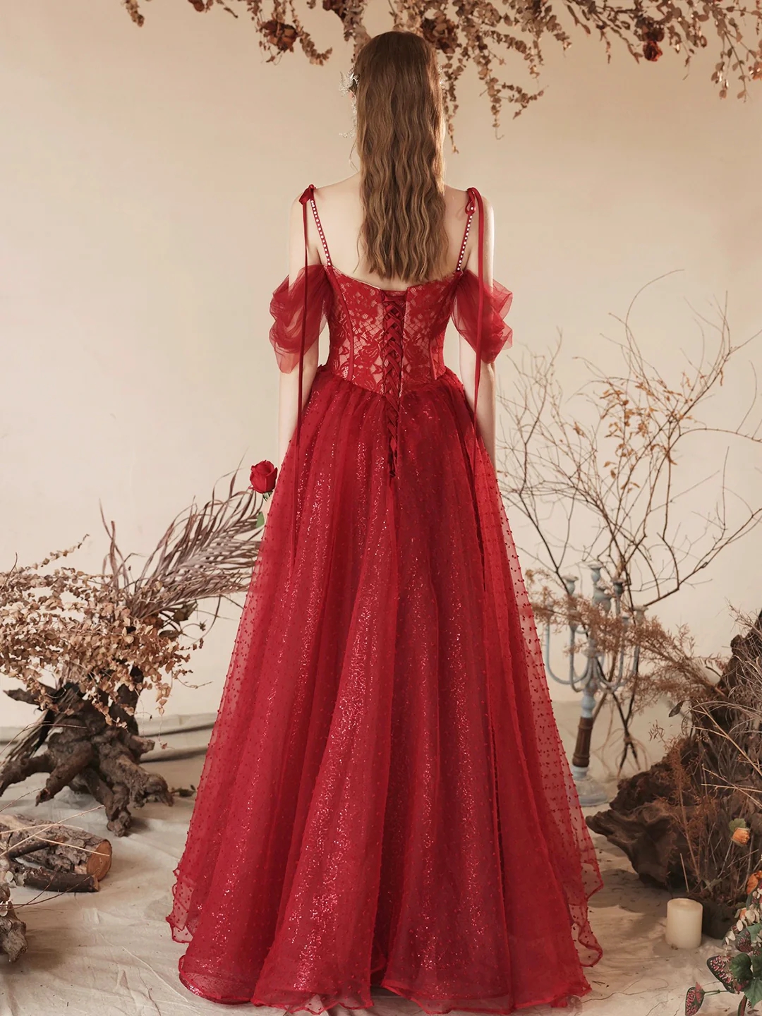 Regal Ruby Off-shoulder Ball Gown on Luulla