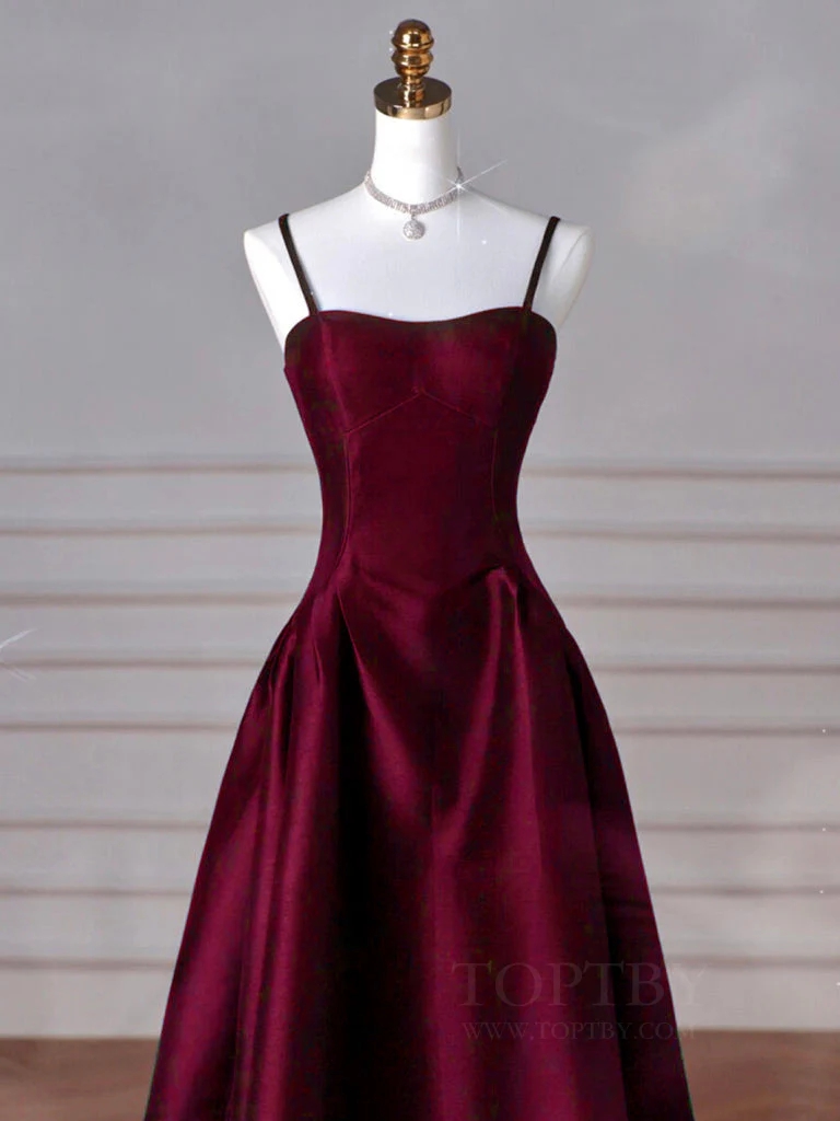 Regal Burgundy Velvet Strapless Prom Dress With Full Skirt, Prom Dress ...