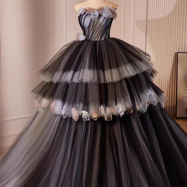Exquisite Layered Black Tulle Ball Gown on Luulla
