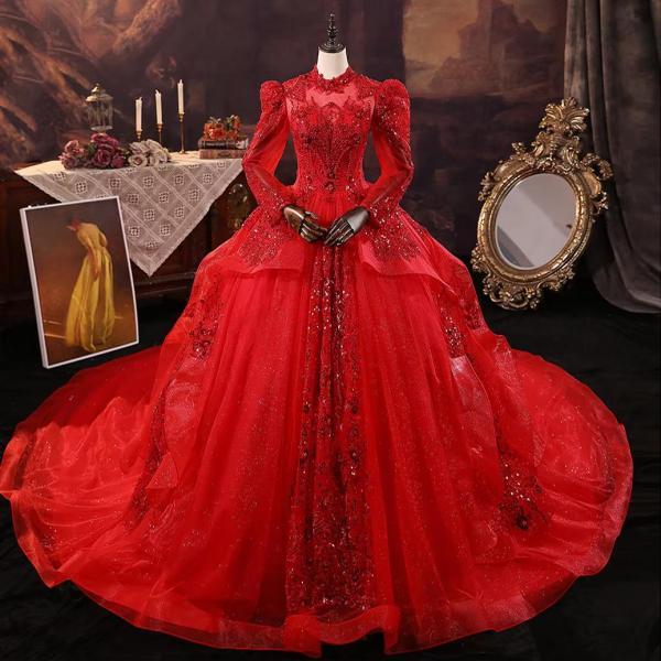 Regal Purple Ball Gown With Dramatic Puff Sleeves on Luulla