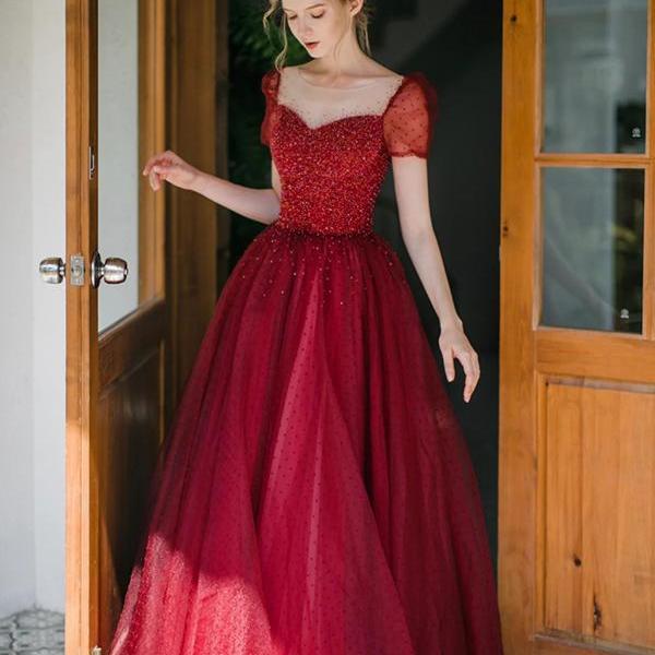 A Line Long Sleeves Tulle Prom Dress,evening Dresses on Luulla