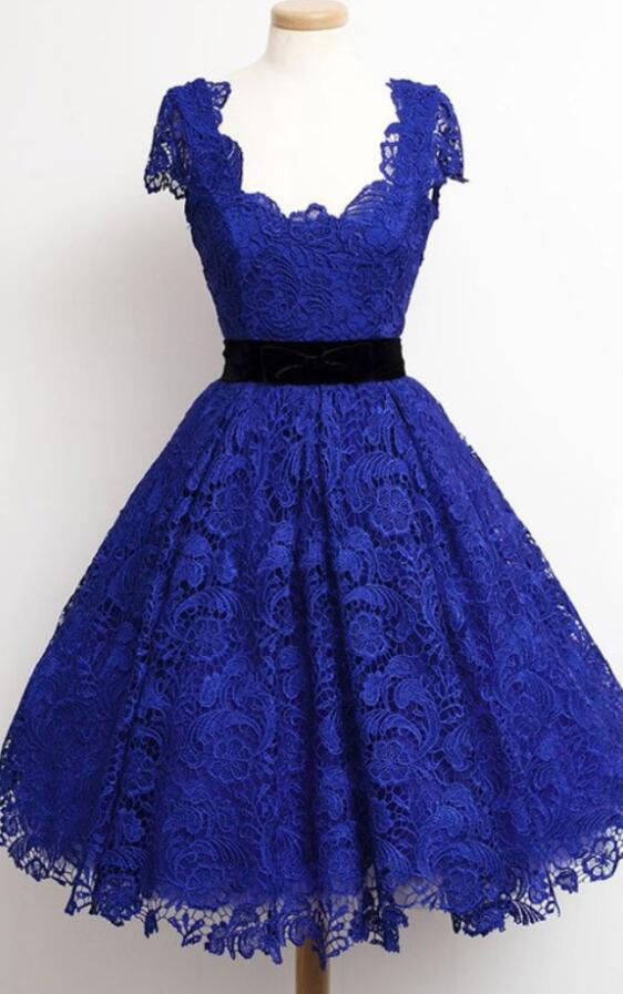 Simple Royal Blue Lace Homecoming Dresses on Luulla