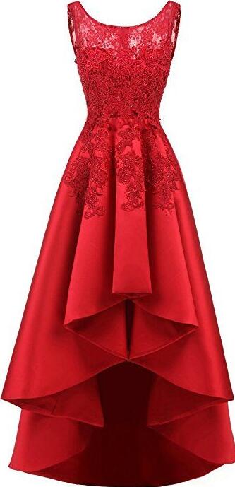 How Low A Line Red Stain Long Party Dress on Luulla