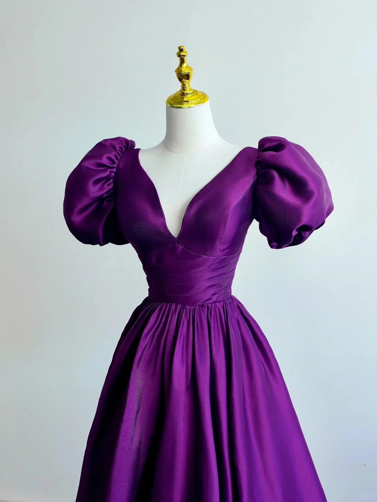 Regal Purple Ball Gown With Dramatic Puff Sleeves on Luulla