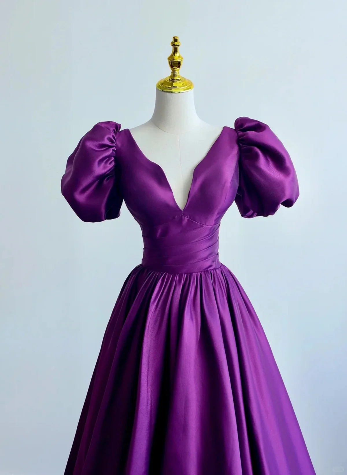 Regal Purple Ball Gown With Dramatic Puff Sleeves on Luulla