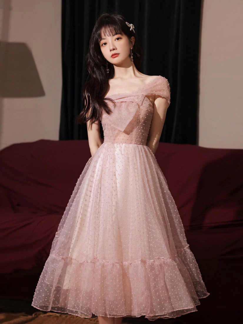 Cute Puffy Pink One Shoulder Short Prom Dresses on Luulla