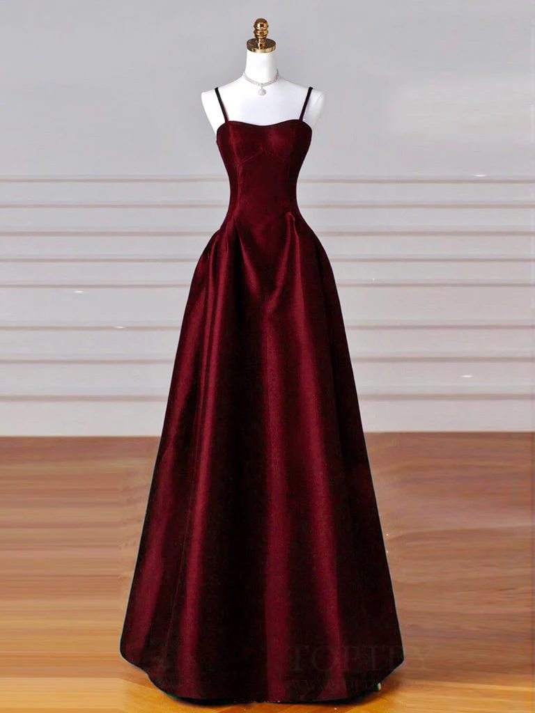 Regal Burgundy Velvet Strapless Prom Dress With Full Skirt, Prom Dress ...