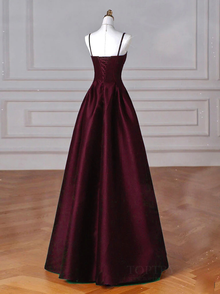 Regal Burgundy Velvet Strapless Prom Dress With Full Skirt, Prom Dress ...